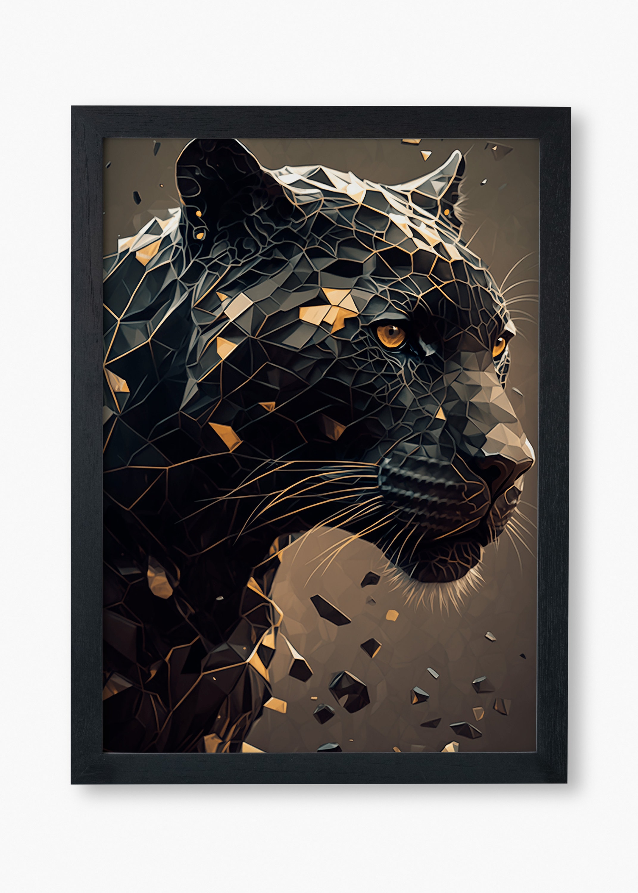 Geometric Black Panther Wall Art Abstract Jaguar Painting Jaguar Wall ...