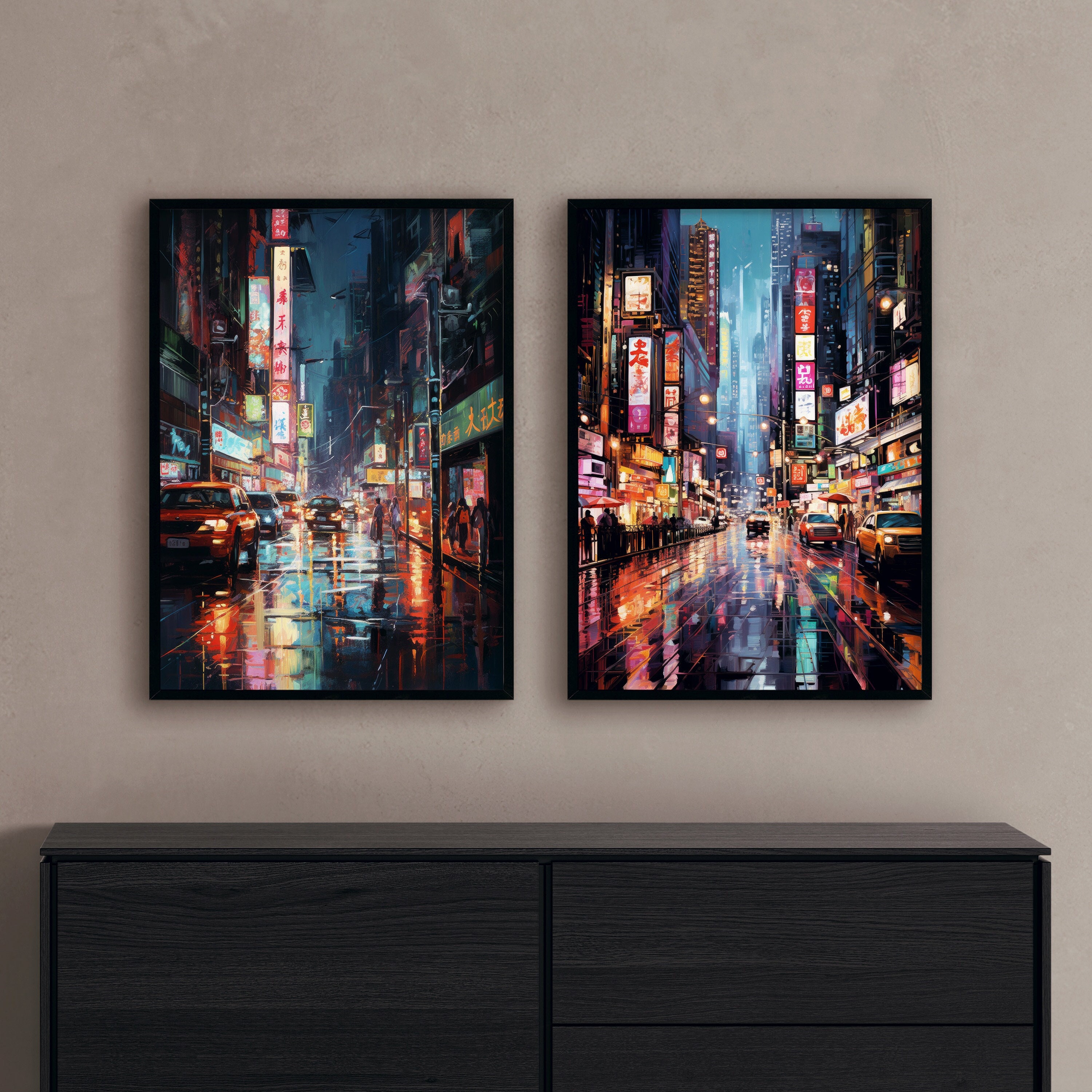 Tokyo Night Painting Oil Painting of Tokyo at Night Cityscape - Etsy