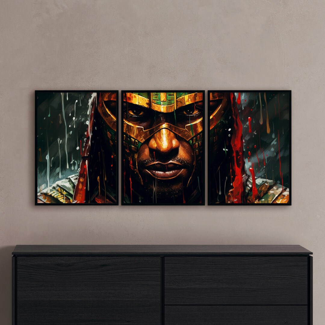 African Warrior Painting Cultural Home Decor African Warrior Art Trio ...