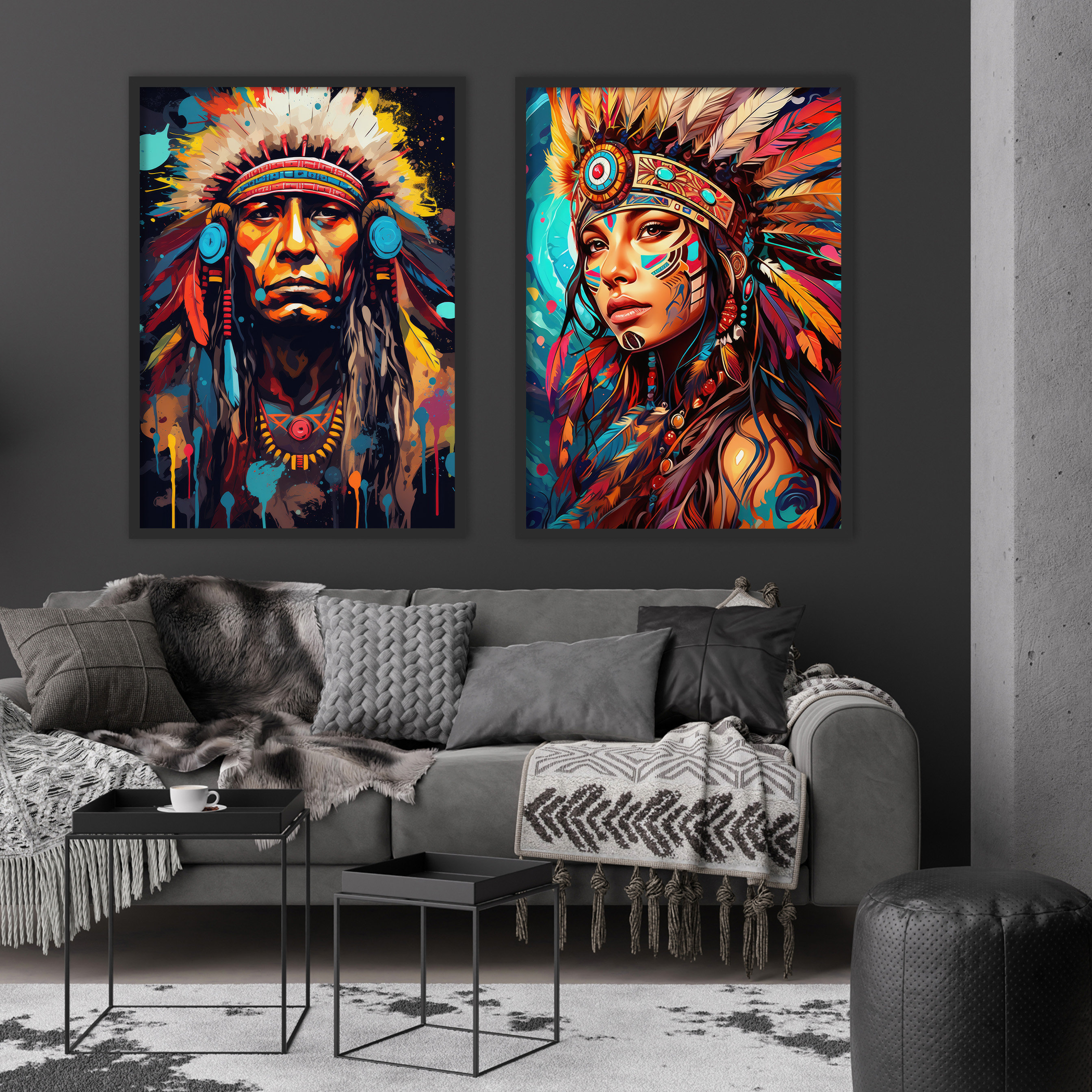 Abstract Native American Art Native American Lady Painting - Etsy