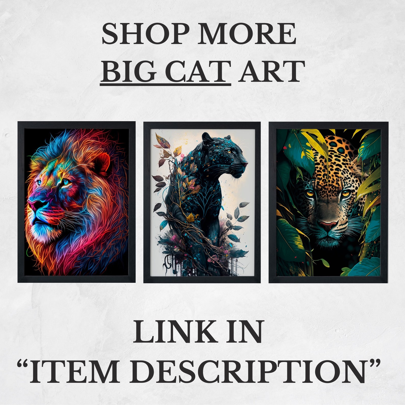 Geometric Black Panther Wall Art Abstract Jaguar Painting Jaguar Wall ...
