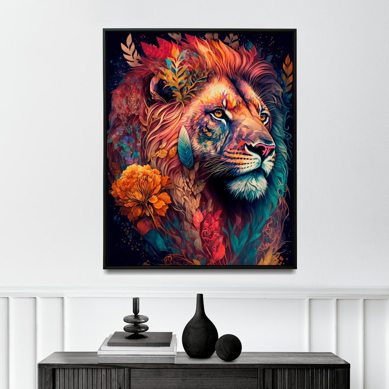 Watercolour Lion Abstract Lion Painting Flower Lion Print - Etsy