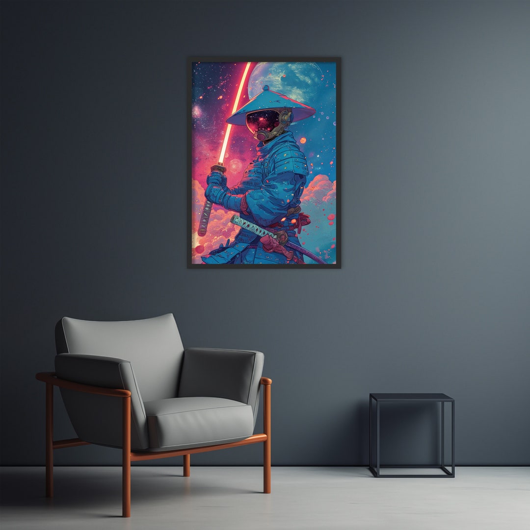 Cosmic Samurai Wielding a Powerful Sword Celestial Samurai Canvas ...