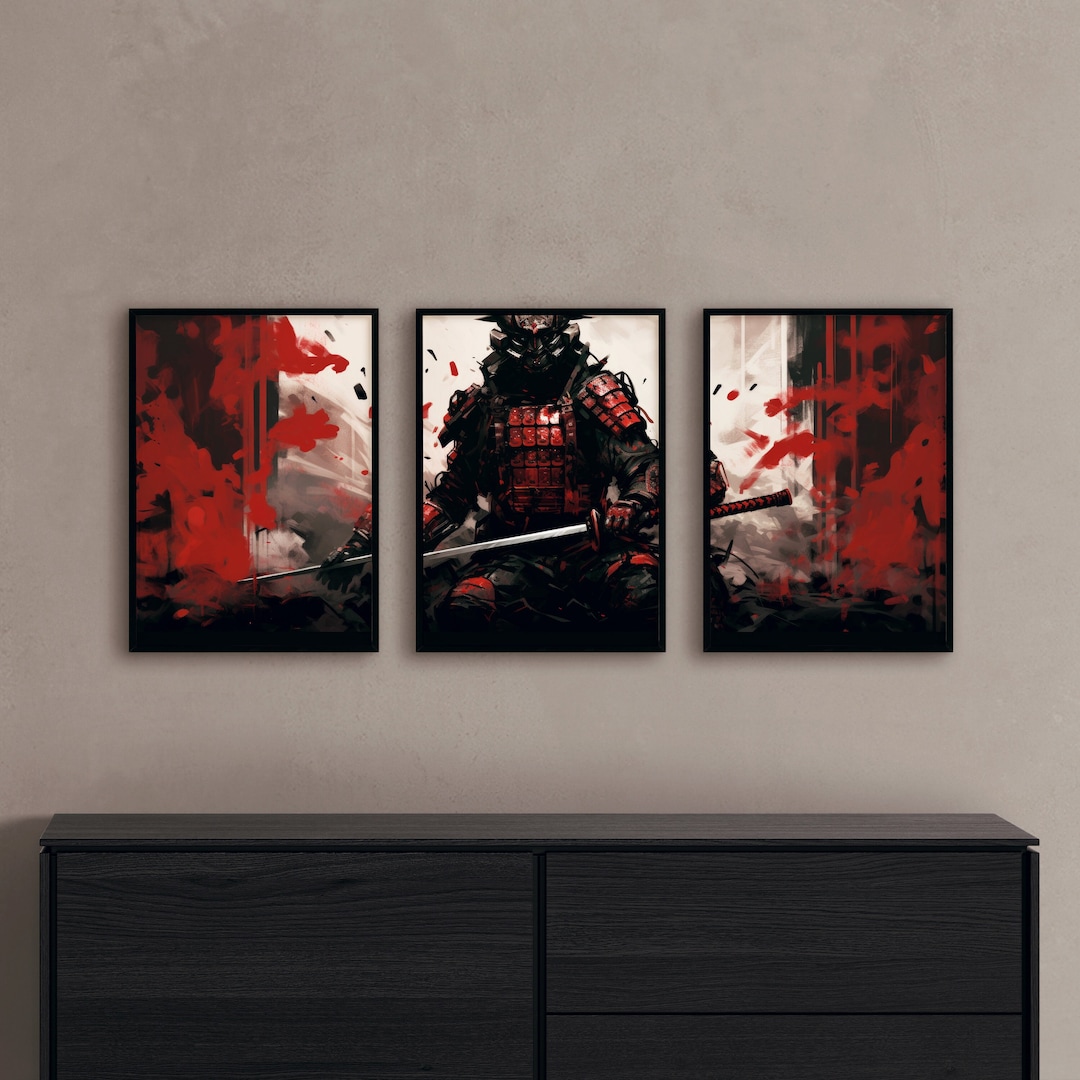 Ancient Samurai Warrior Painting Japanese Warrior Battle Canvas ...