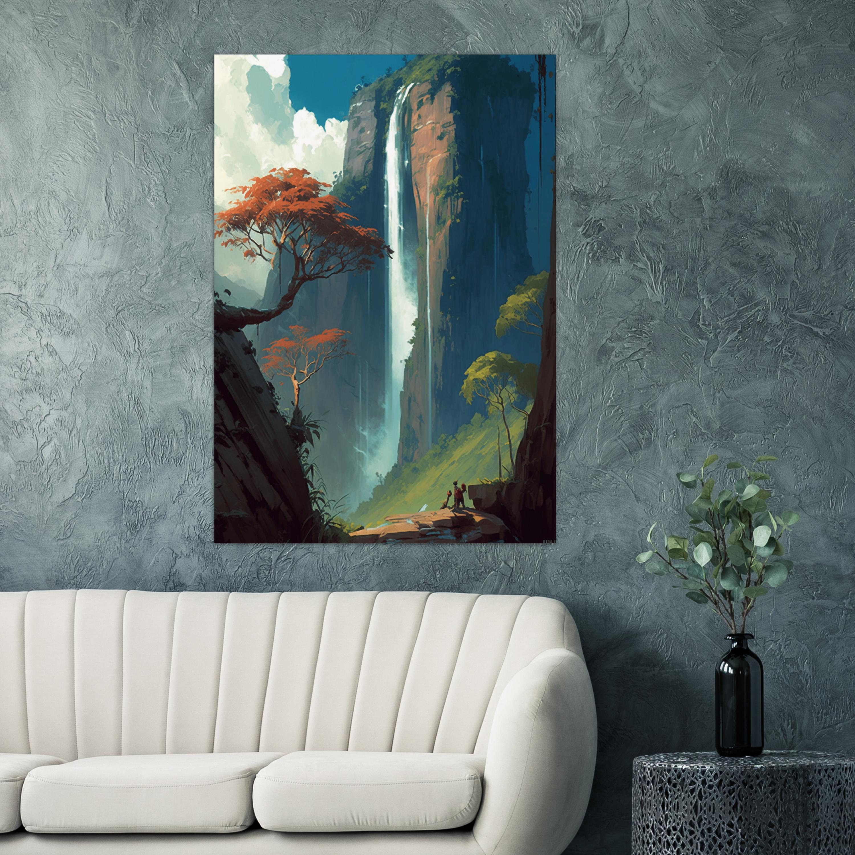 Waterfall Painting Waterfall Wall Art for Home Nature Lover - Etsy