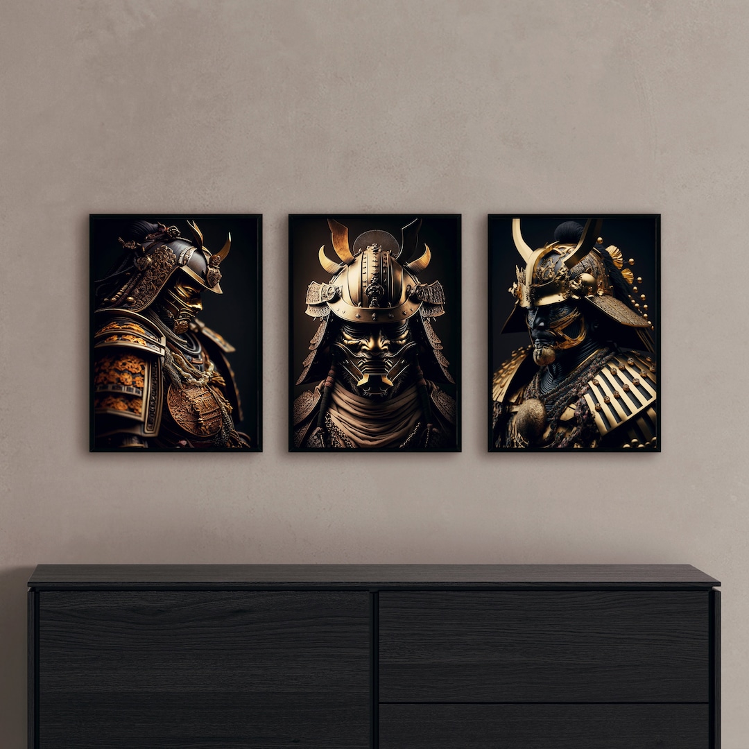 Golden Samurai Wall Art Golden Samurai Painting Samurai Wall Art Home ...