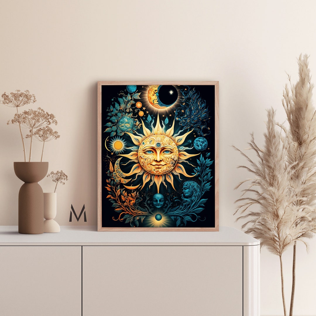 Solstice Wall Art Sun and Moon Painting Sun and Moon Spiritual - Etsy