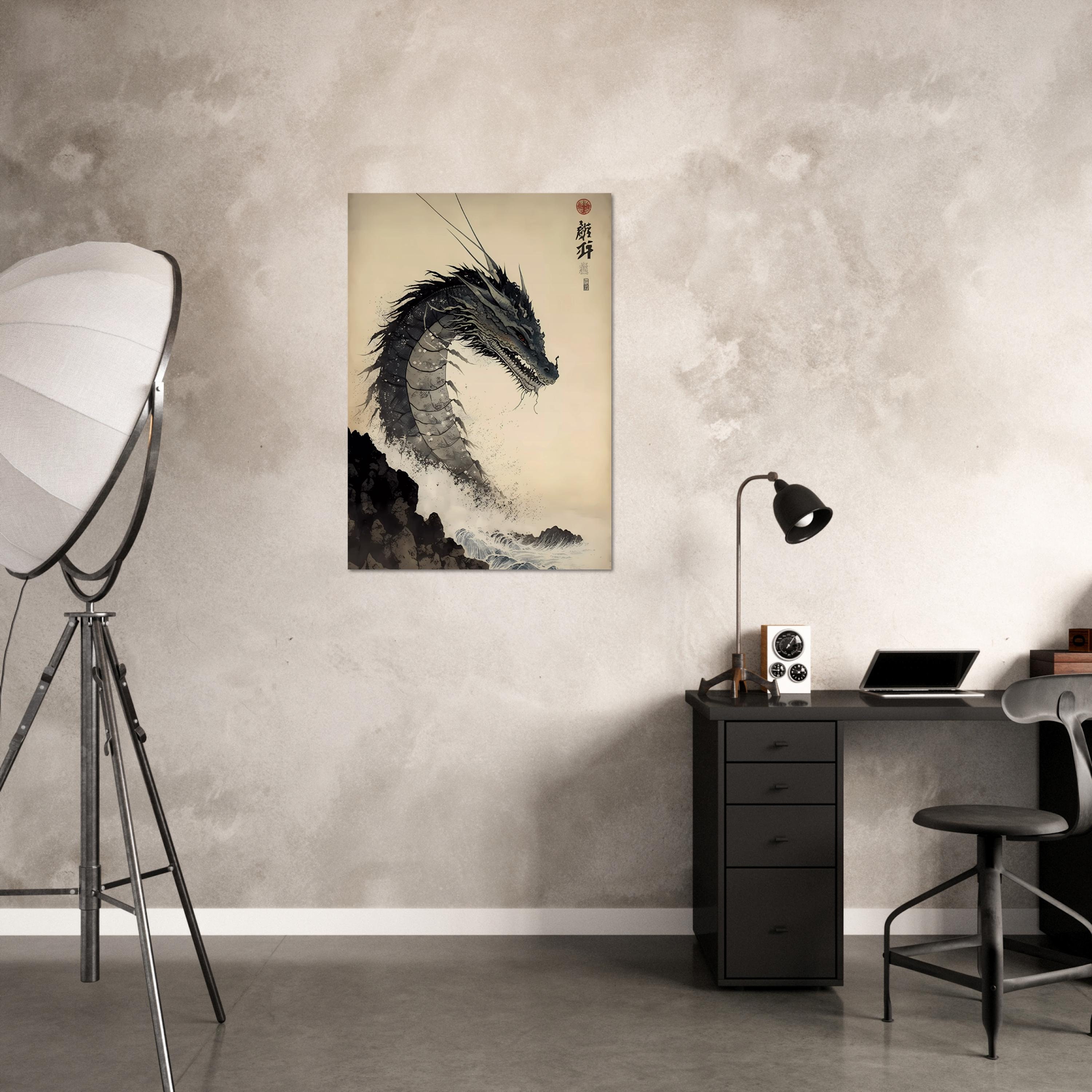 Chinese Dragon Wall Art Minimalist Ukiyo Dragon For Home Decor Etsy Uk