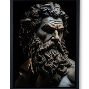 Statue of Zeus Painting Greek God Wall Art Greek Mythology Painting ...