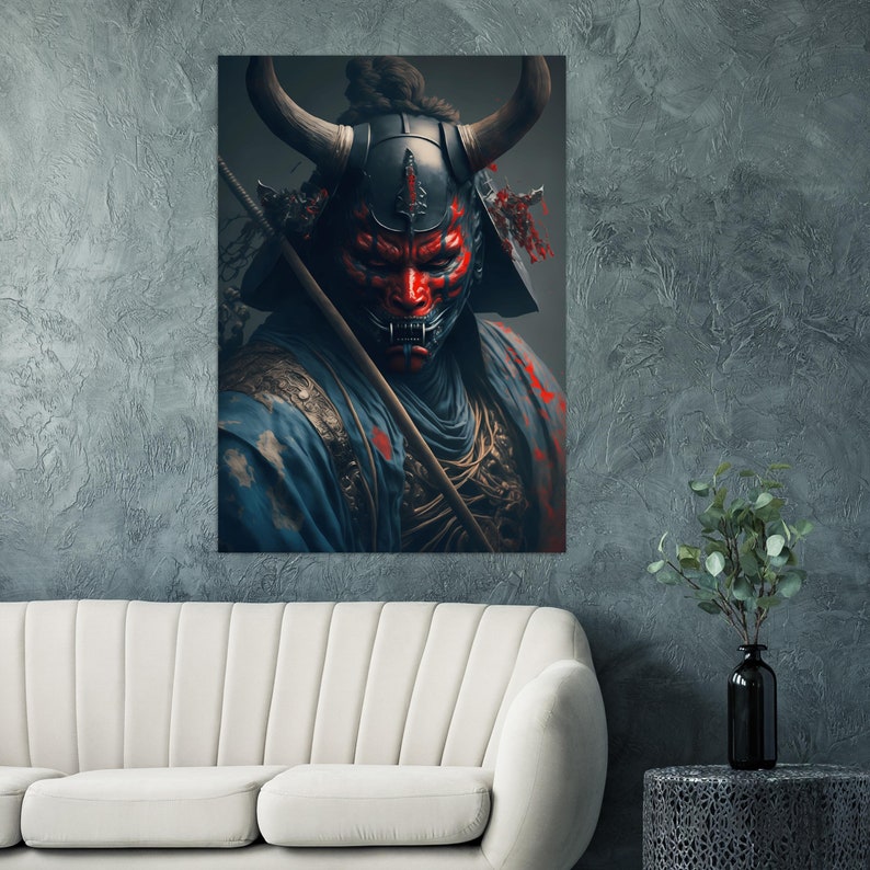 Japanese Oni Mask Painting Oni Painting Anime Warrior Wall Art - Etsy