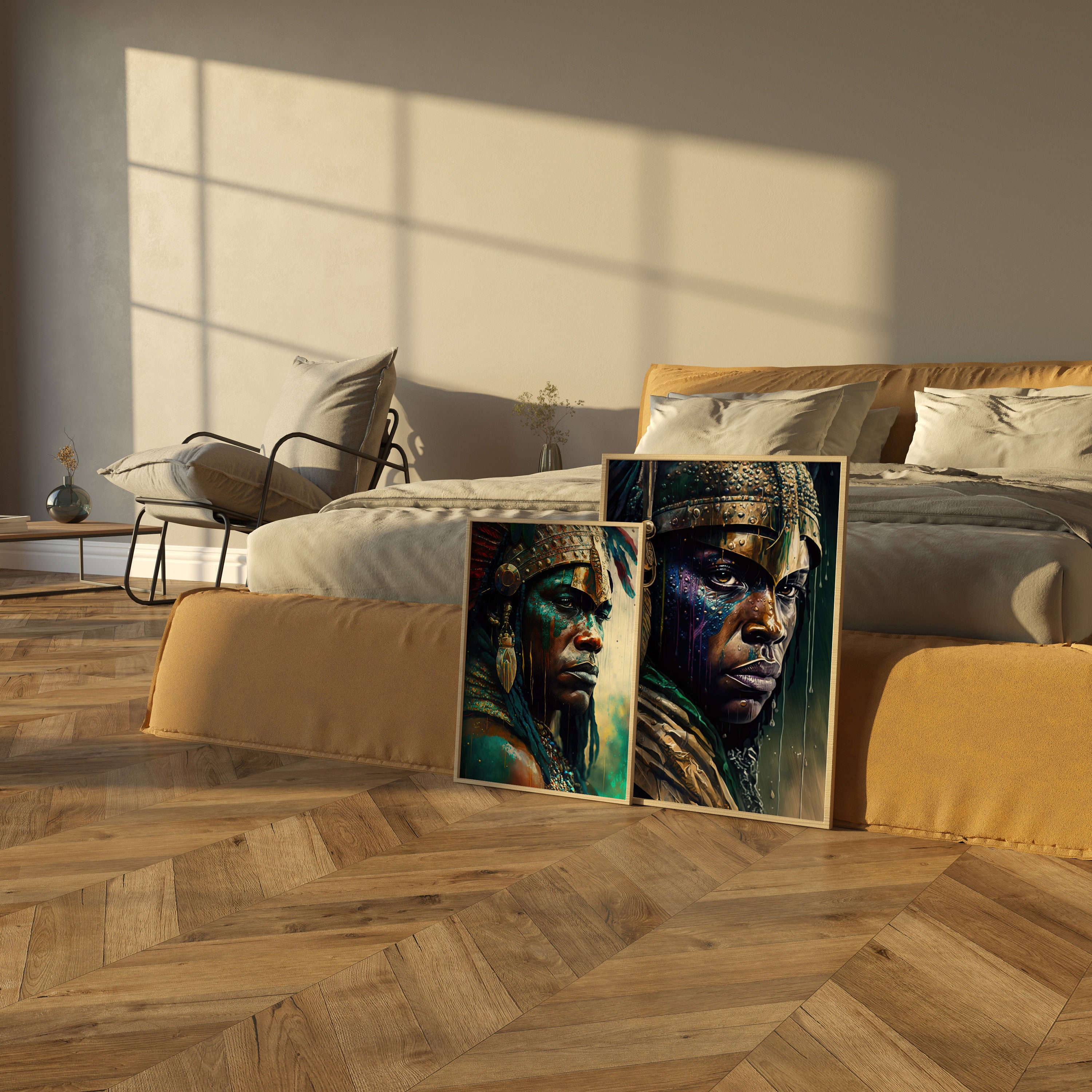 Two Ancient African Warriors Painting Warrior Wall Art for - Etsy