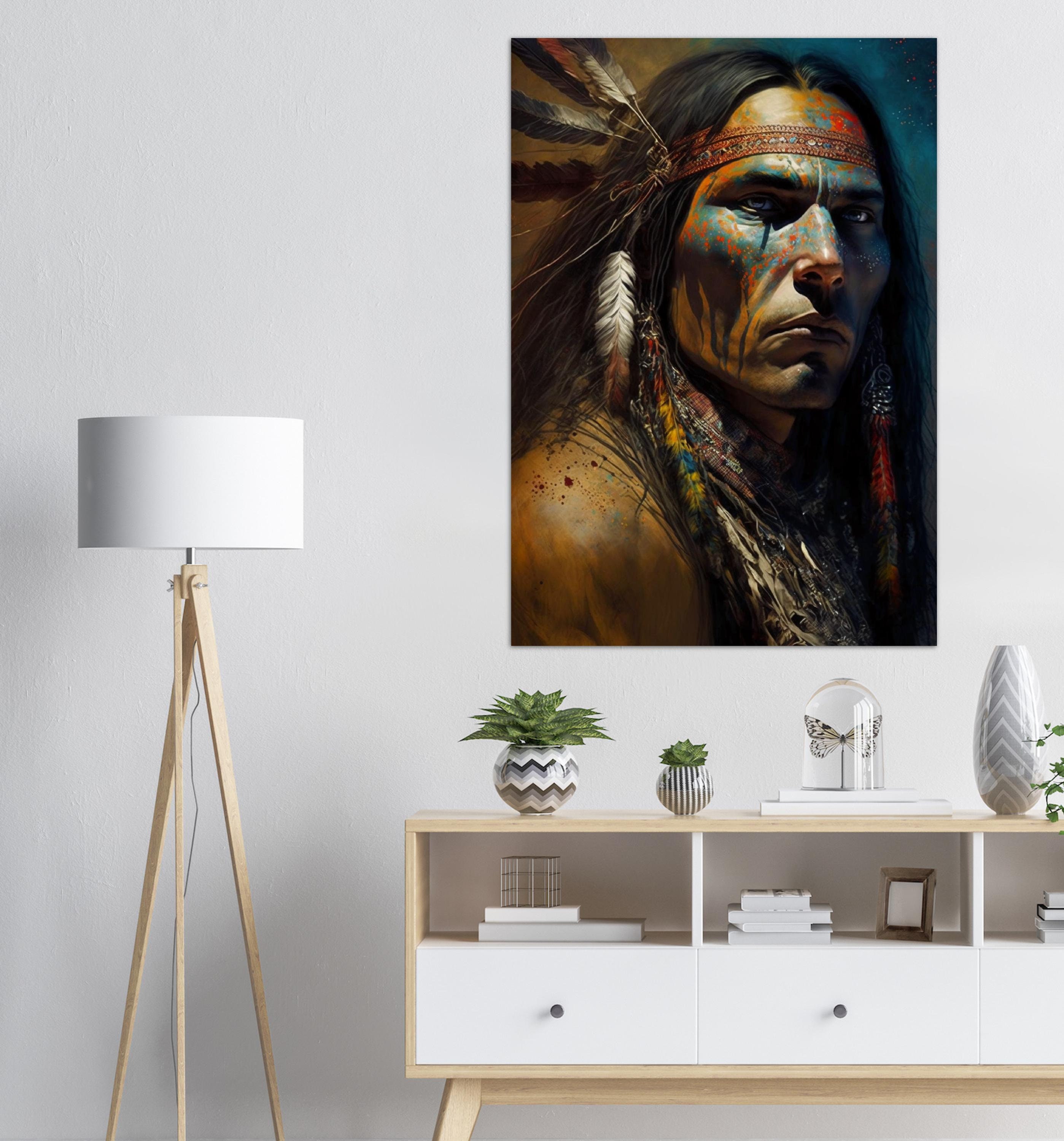 Native American Man Art Native American Painting Native - Etsy