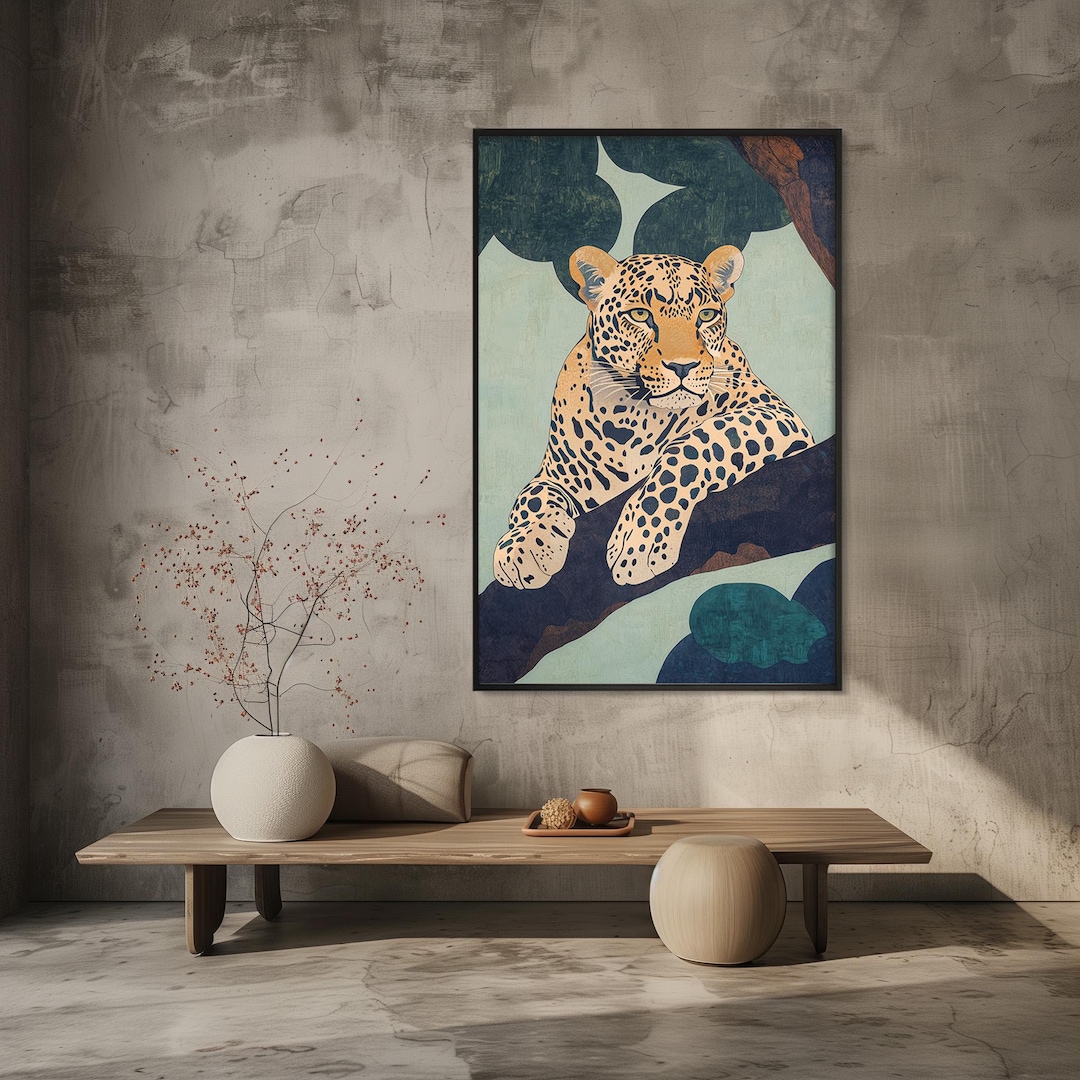 Majestic African Leopard Art Print Tribal Ndebele Pattern Jungle Wall ...