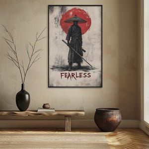 Fearless Samurai Wall Art Vanta Black Samurai Sword Poster Bold ...