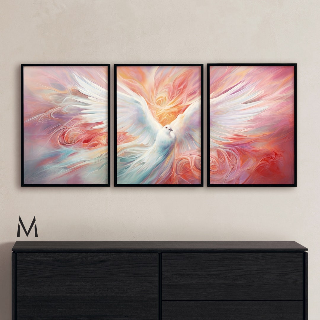 White Dove in Flight Abstract Painting Peaceful White Dove - Etsy