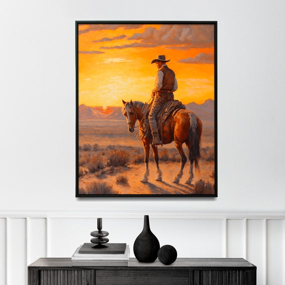 Cowboy Painting Sunset