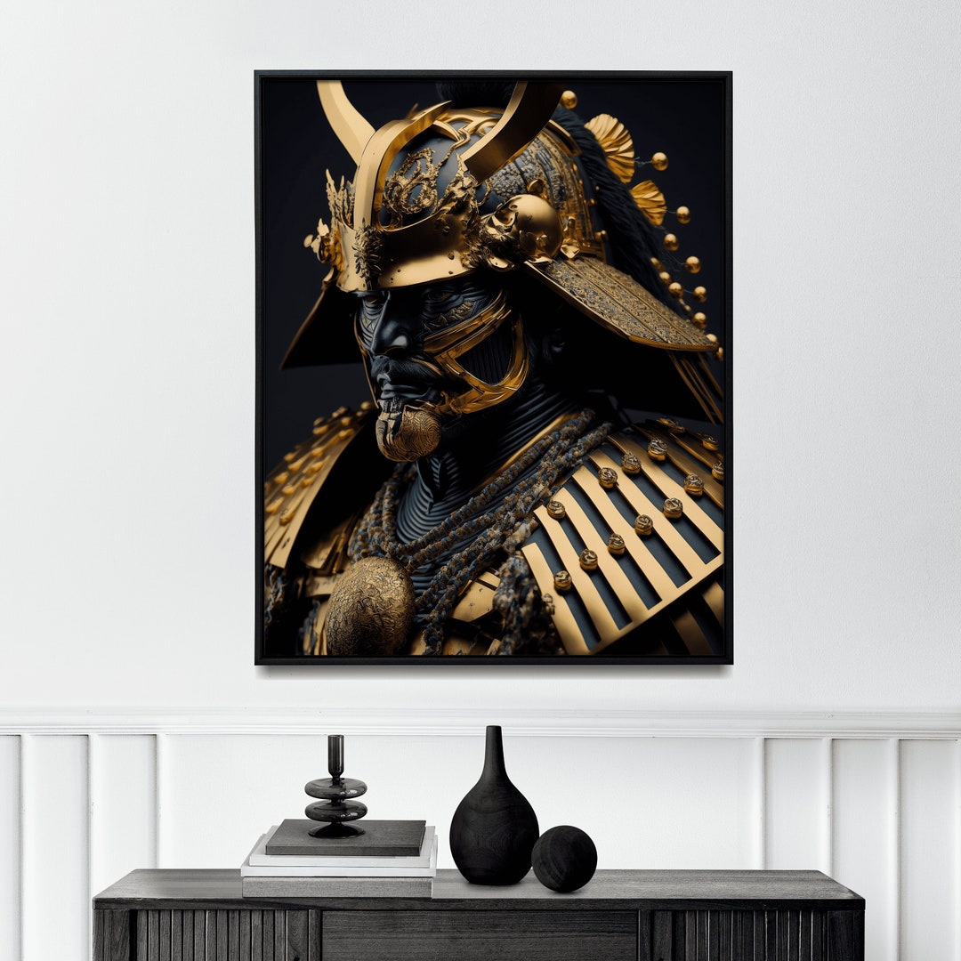 Golden Samurai Wall Art Golden Samurai Painting Samurai Wall - Etsy