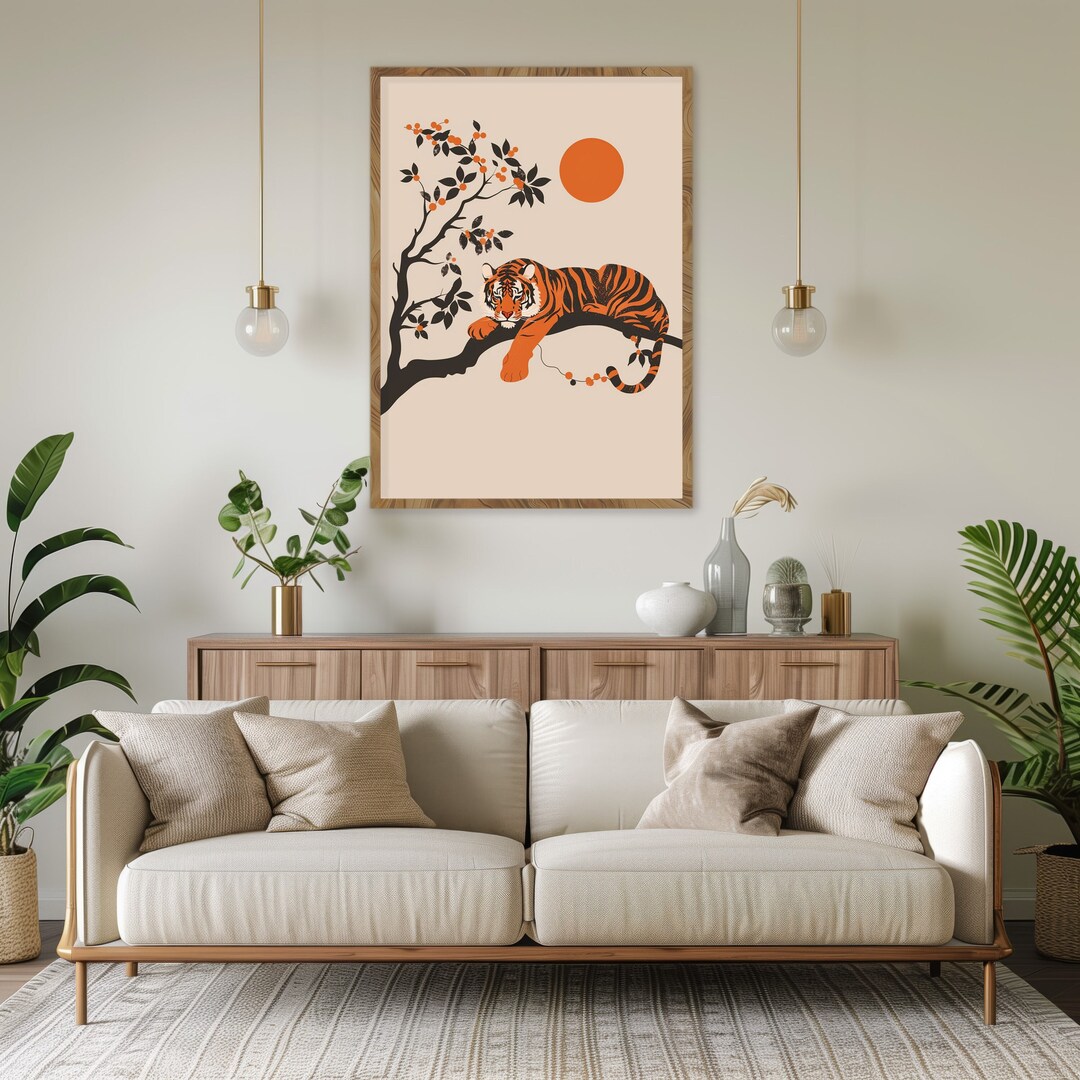 Minimalist Bengal Tiger Painting Bengal Tiger in Minimalist Style ...