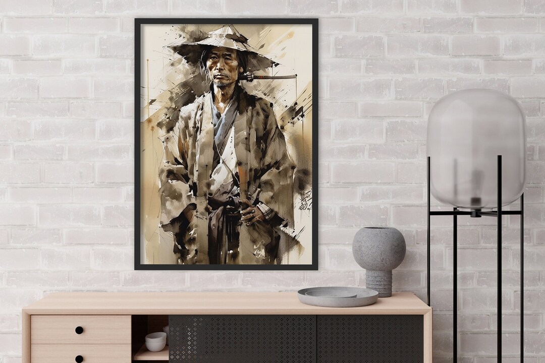 Japanese Samurai Watercolour Painting Vintage Samurai Painting Old ...