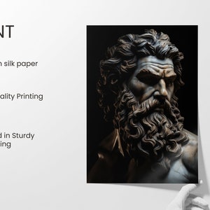 Statue of Zeus Painting Greek God Wall Art Greek Mythology Painting ...
