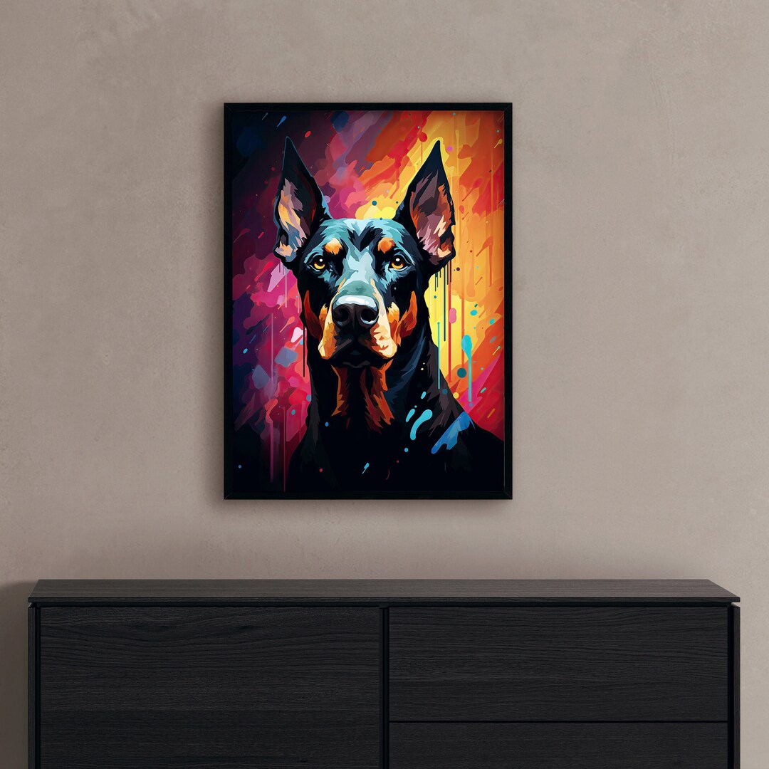 Abstract Doberman Painting Colorful Dog Art Modern Doberman Painting ...