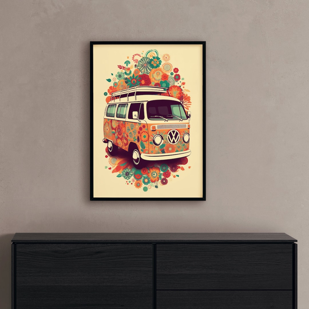 Hippie Van Art Print Psychedelic Van Art Print Retro Van Art Print ...