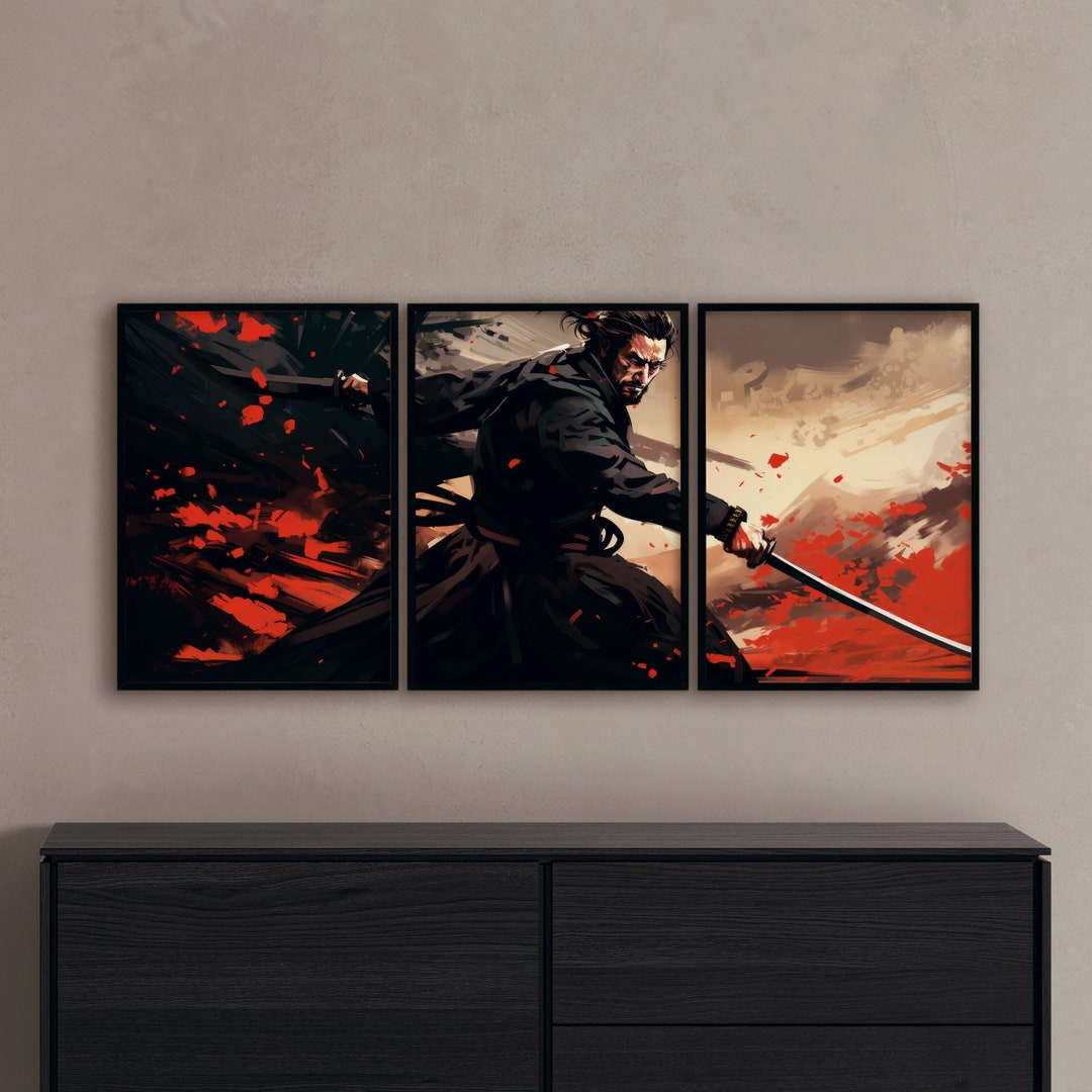 Japanese Swordsman Warrior Painting Japanese Warrior Battle Art ...