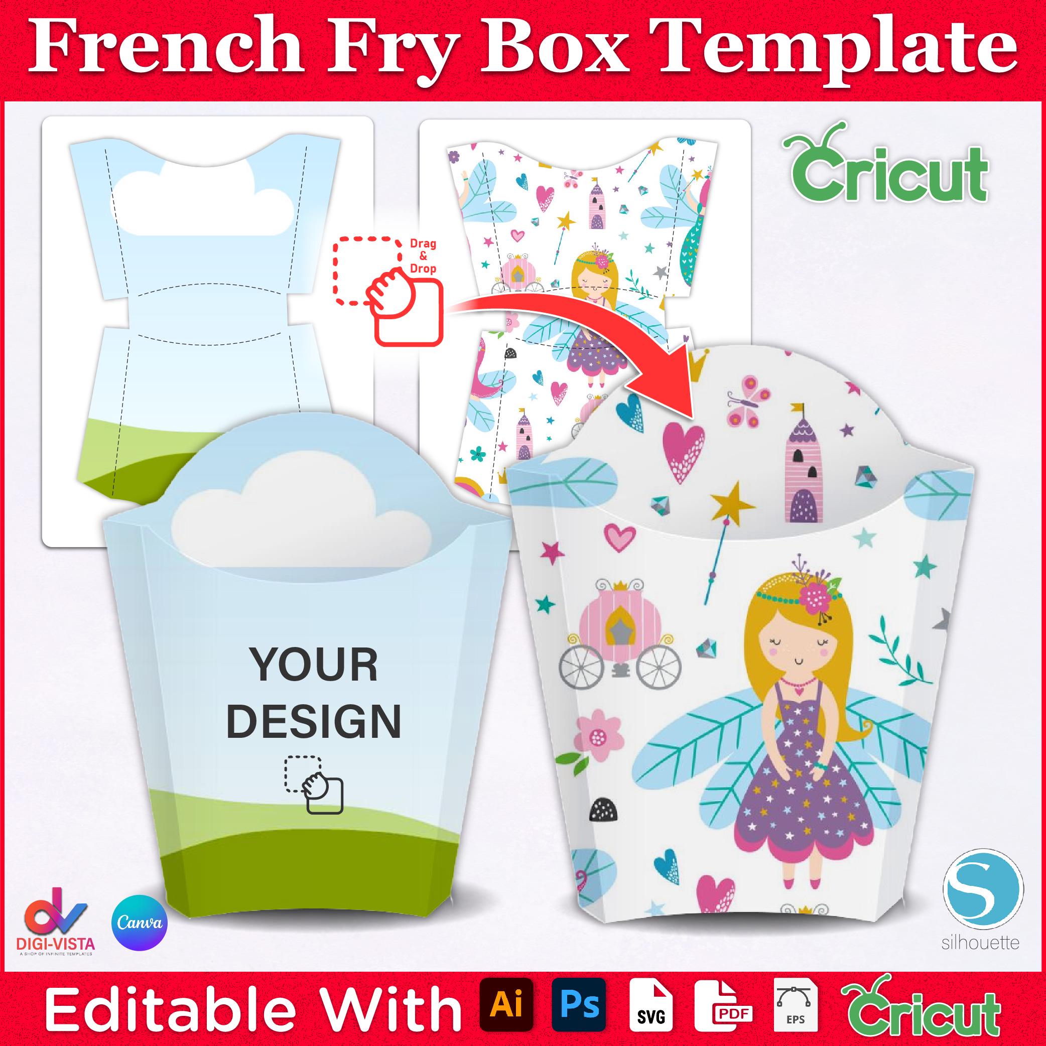 French Fries Box Template, Fried Potato Box, Food Box SVG, Potato Box ...