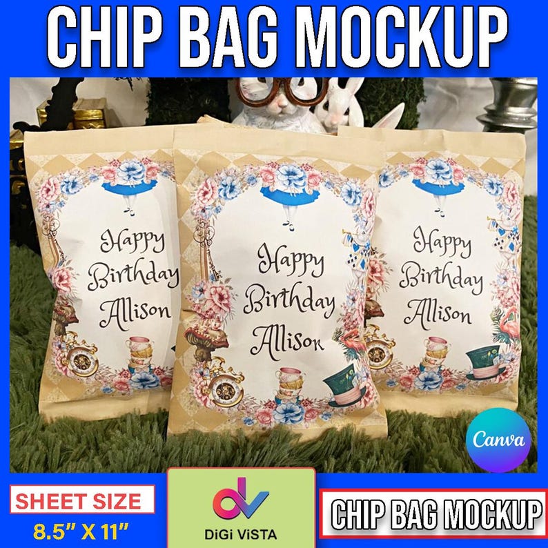 Chips Bag Mockup, Chip Bag Mockup for Canva, Chip Bag Wrappers Mockup ...