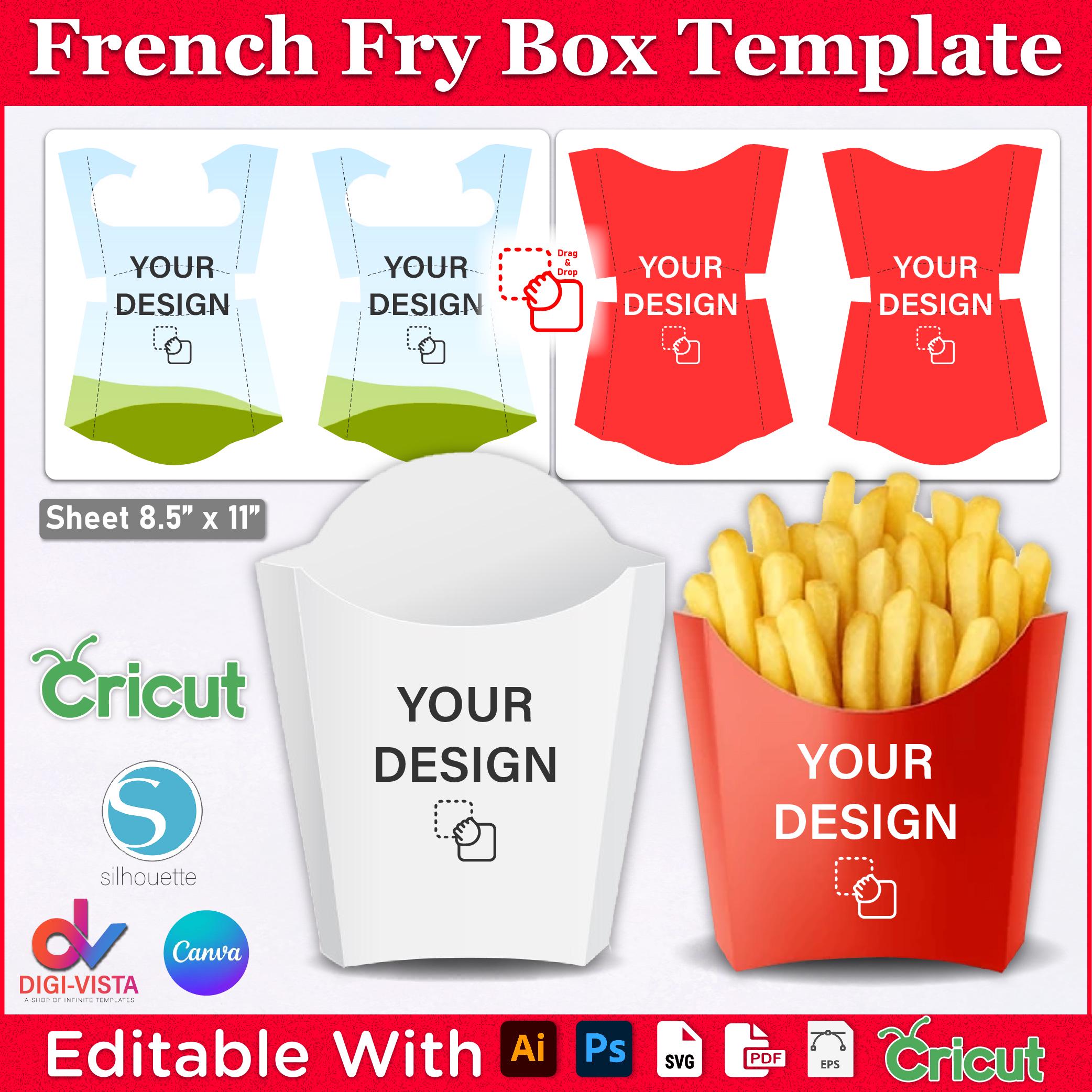 French Fries Box Template, Fried Potato Box, Food Box SVG, Potato Box ...