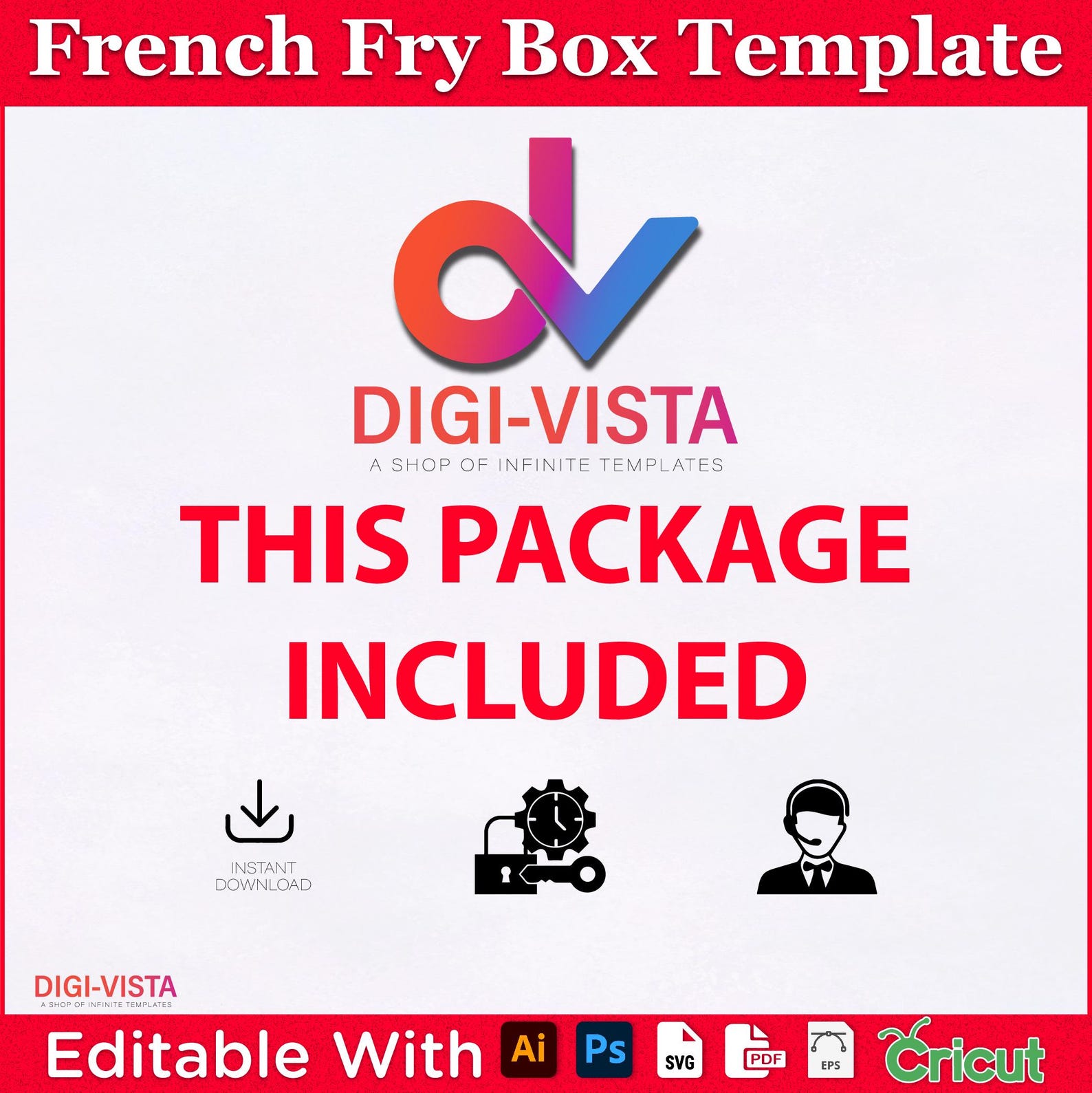 French Fries Box Template, Fried Potato Box, Food Box SVG, Potato Box ...