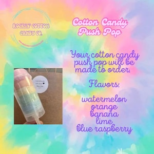 Fresh Cotton Candy Push Pop Party Favors, Birthday/special Occassions ...