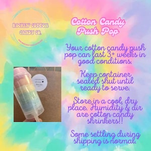 Fresh Cotton Candy Push Pop Party Favors, Birthday/special Occassions ...