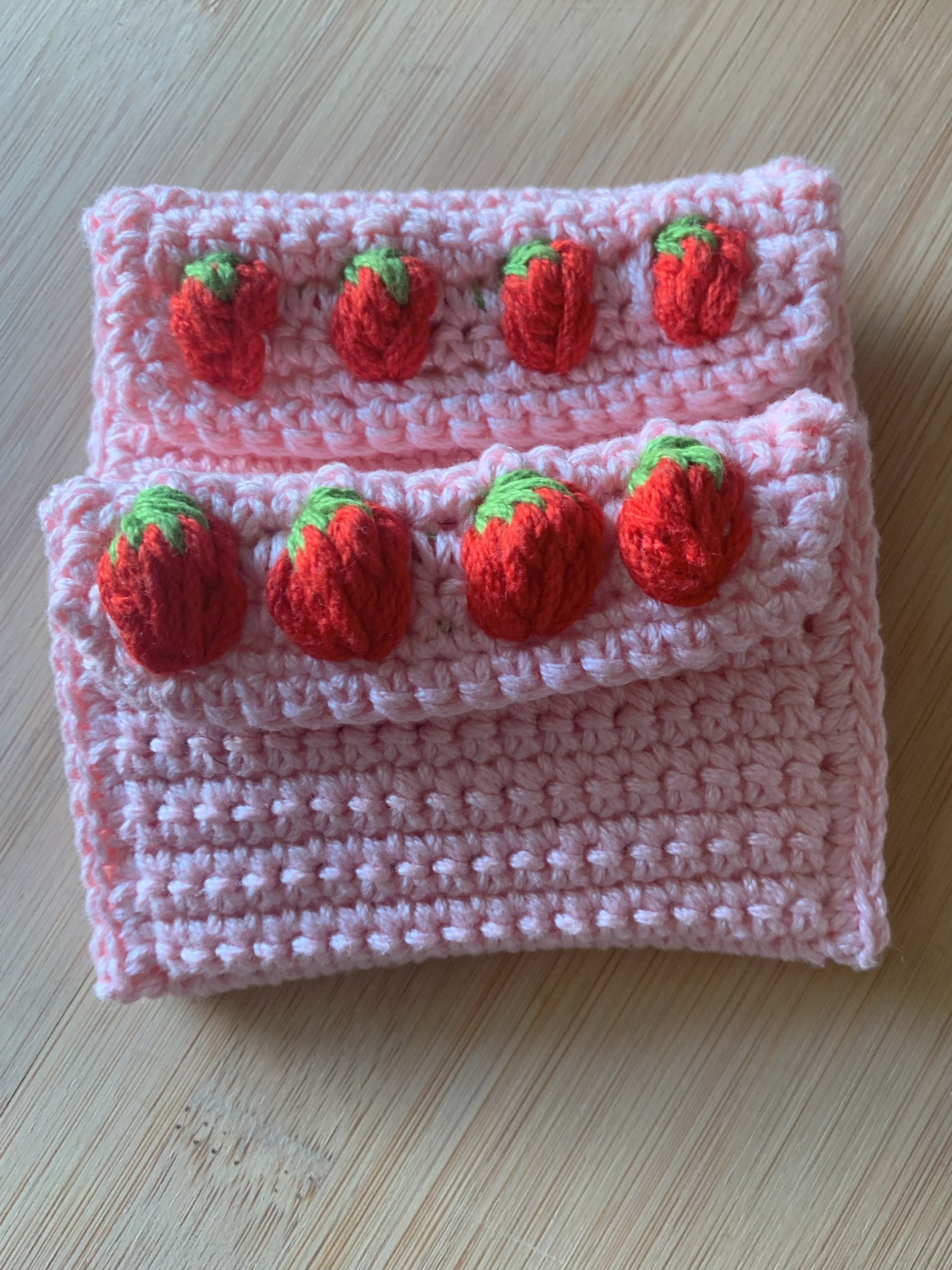 Crochet Strawberry Wallet - Crochet Card Holder - Handmade Wallet ...