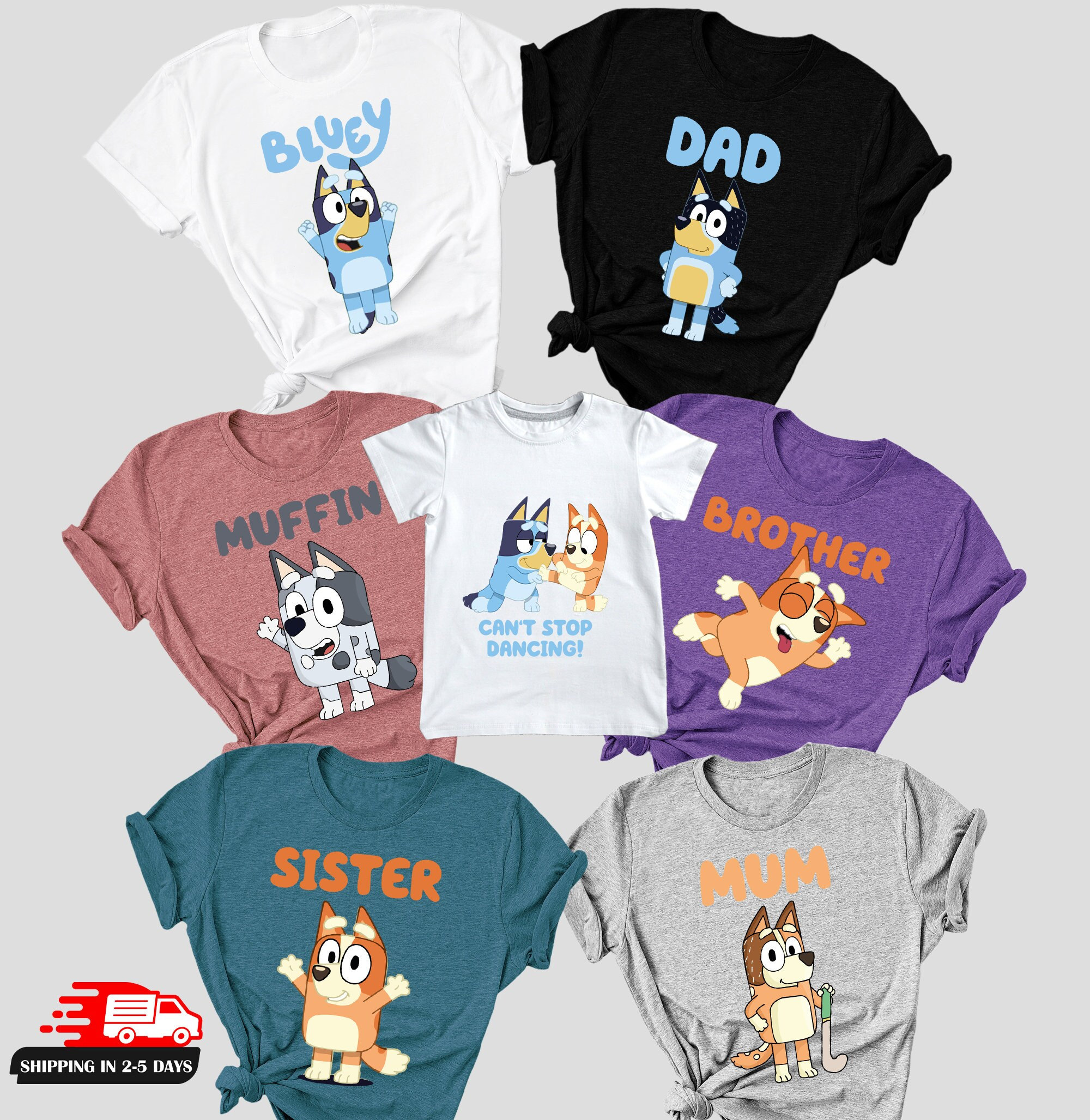 Bluey Shirt Bluey Family Shirt Bluey Characters Tshirt - Etsy