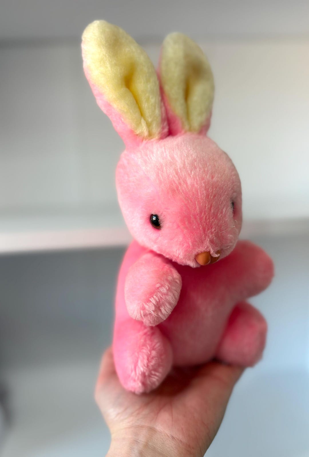 Vintage Rare 1980's - 1980's Pink Bunny Rabbit Plush Toy With Whiskers - Etsy