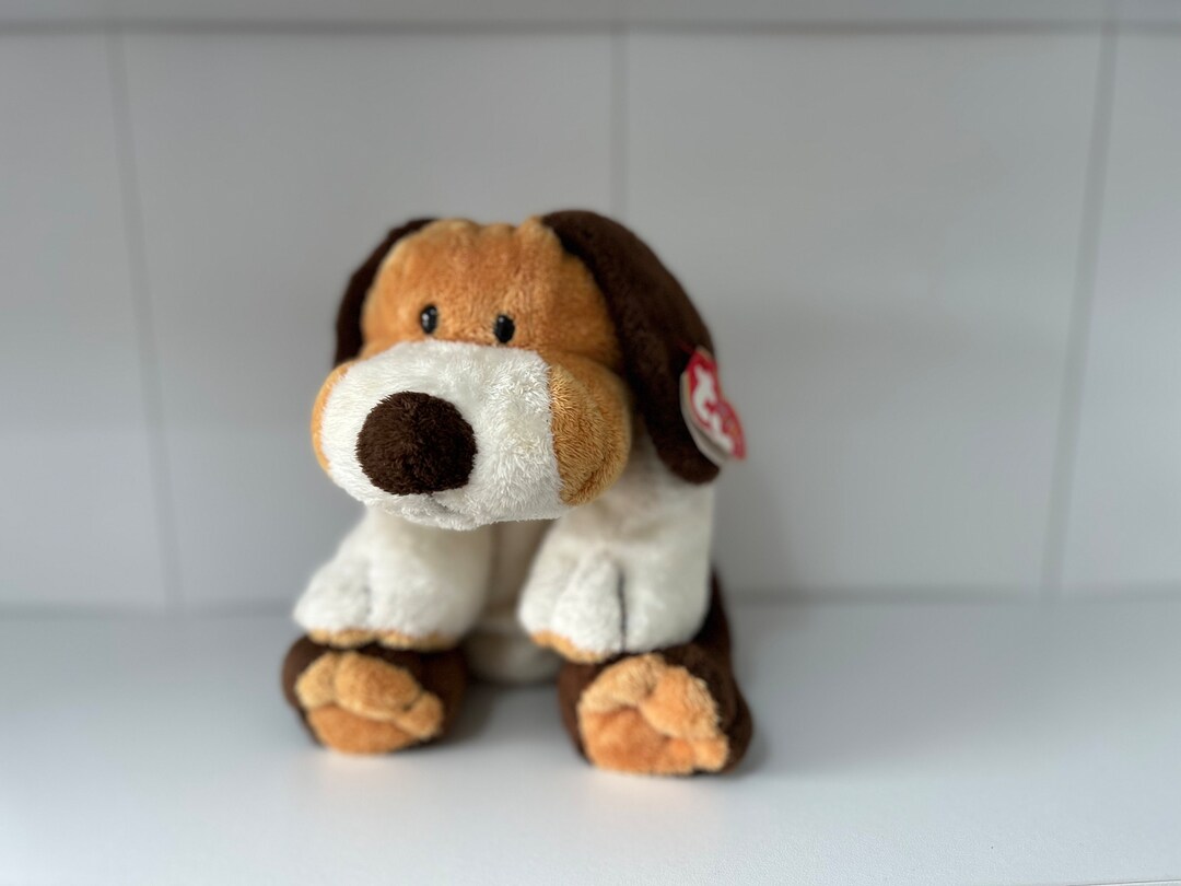 TY Pluffies Whiffer the White and Brown Dog 2003 Plush Soft Toy Rare ...