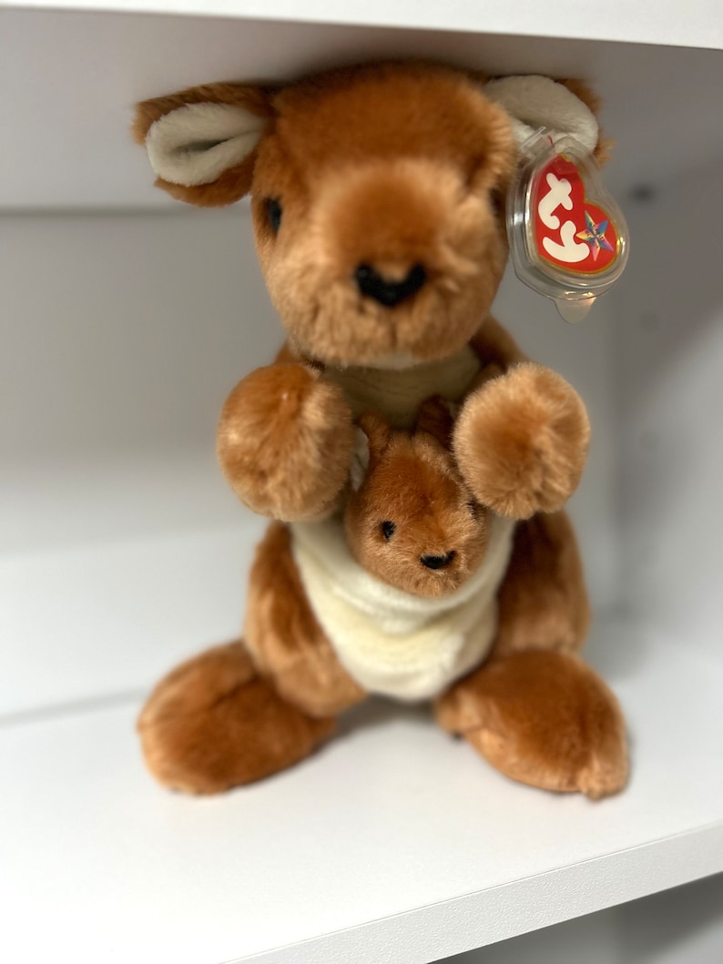 Ty Beanie Buddy Pouch the Kangaroo & Joey Beanie Babies Plush Soft Toy ...