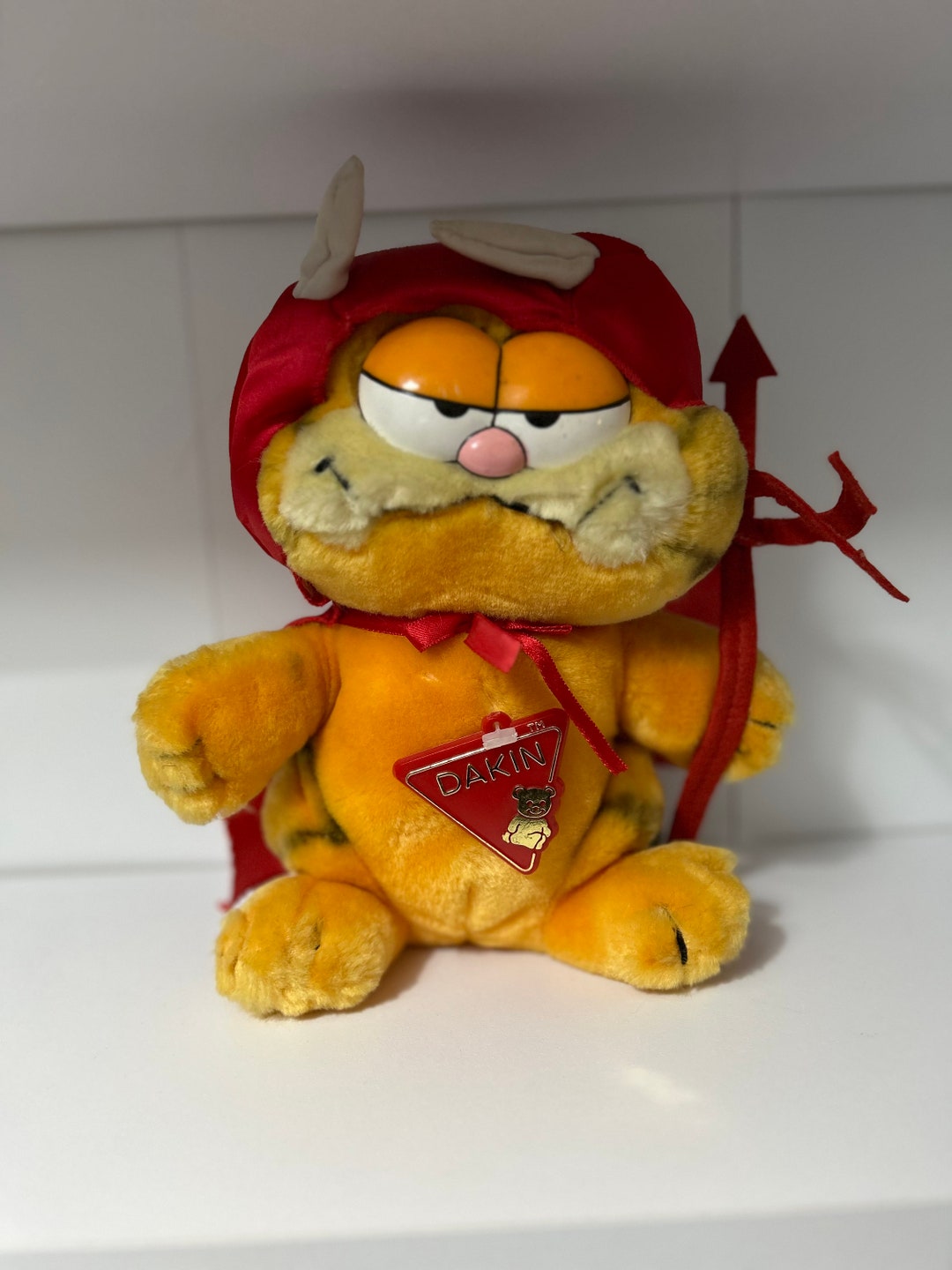 Vintage Garfield Red Devil Halloween Damon 1981 Plush Soft Toy With Tag ...