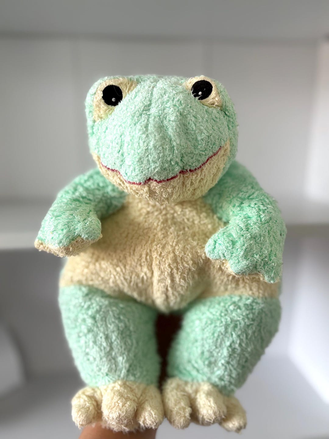 TY Pastel Frog Baby Yellow Green Rattle Plush Pillow Pals 12” Retired ...