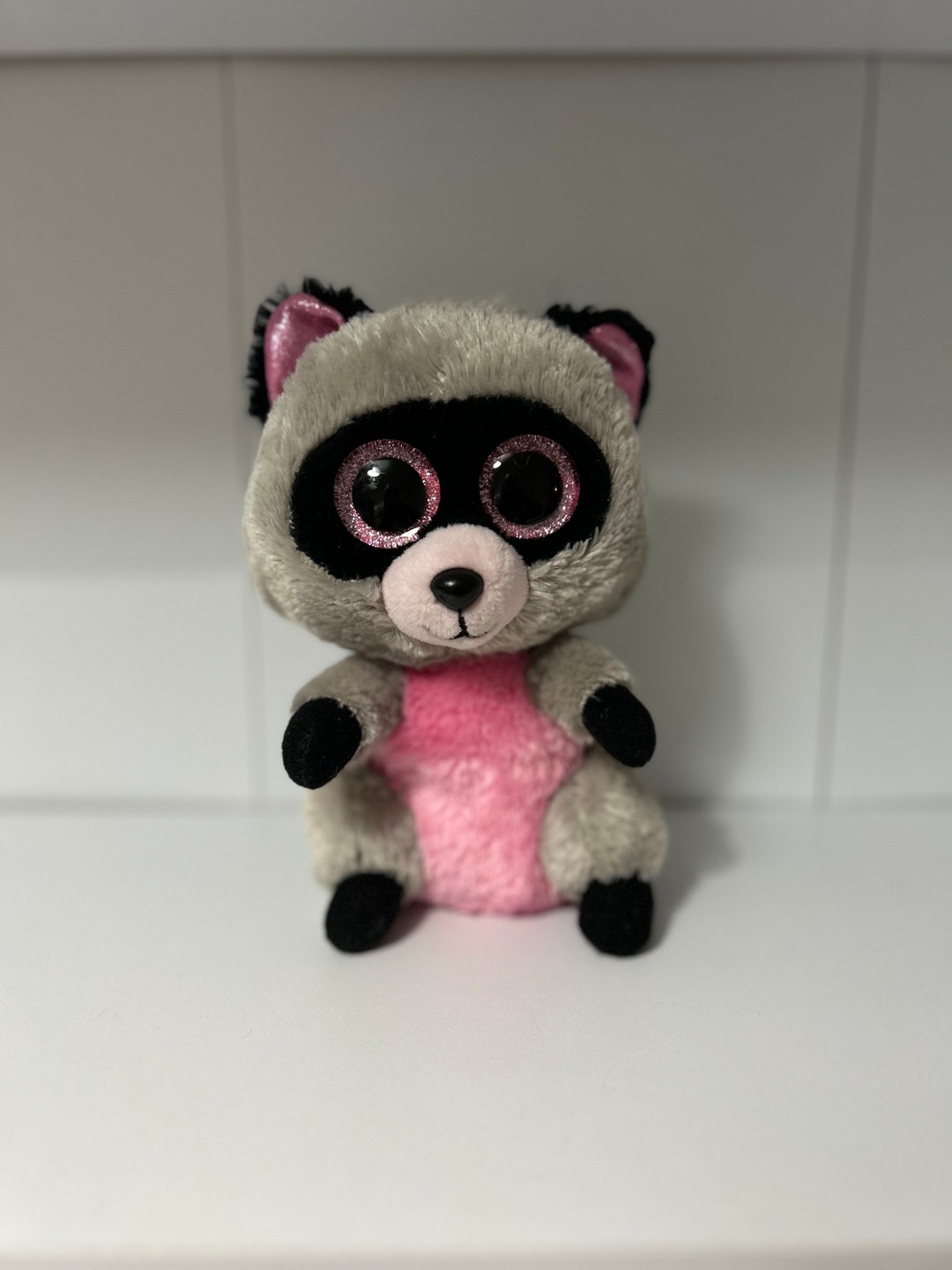 Ty Beanie Boos Rocco the Racoon | Pink & Grey Plush Soft Toy Retired - Etsy