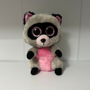 Ty Beanie Boos Rocco the Racoon | Pink & Grey Plush Soft Toy Retired - Etsy