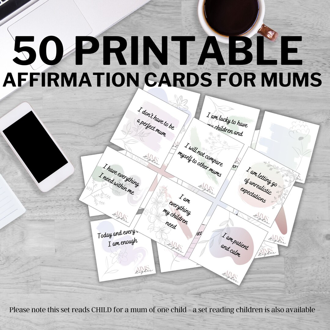 50 Printable Affirmation Cards for Mums With One Child - Etsy