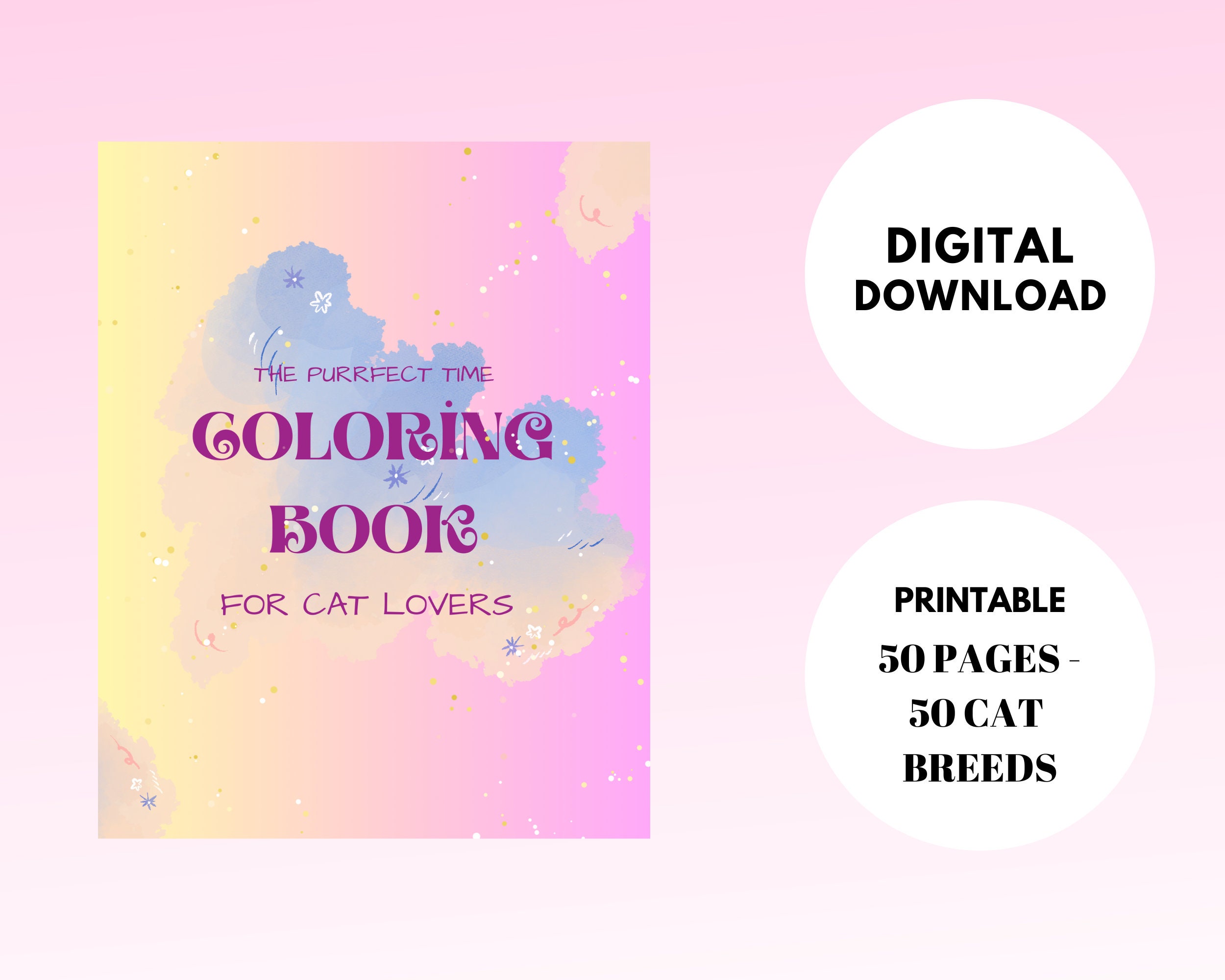 Digital Catopia: Cat Breeds Coloring Book - Instant Download, 50 Pages ...