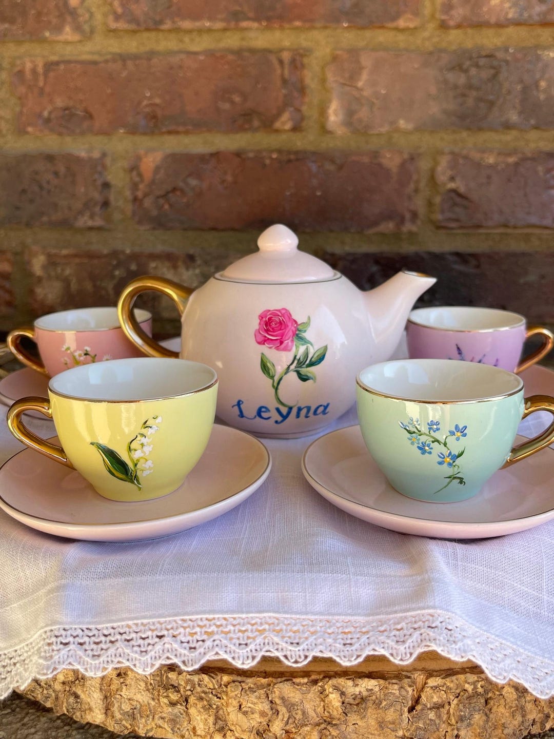 Classic Hand-painted Botanical Hand-glazed Porcelain Childs Tea Party ...
