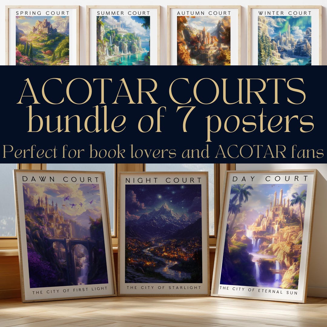 ACOTAR Court Wall Art Set of 7 – Prythian Courts Digital Prints | Night ...