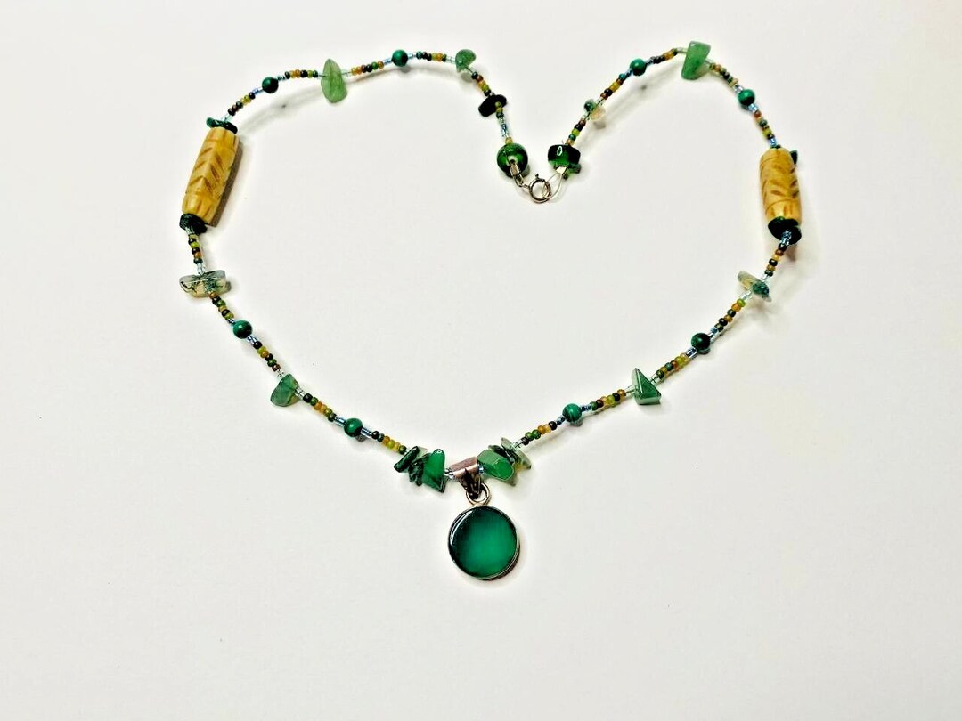 925 Jade Bone and Silver Native American Necklace 17.5 Plus Nephritis ...
