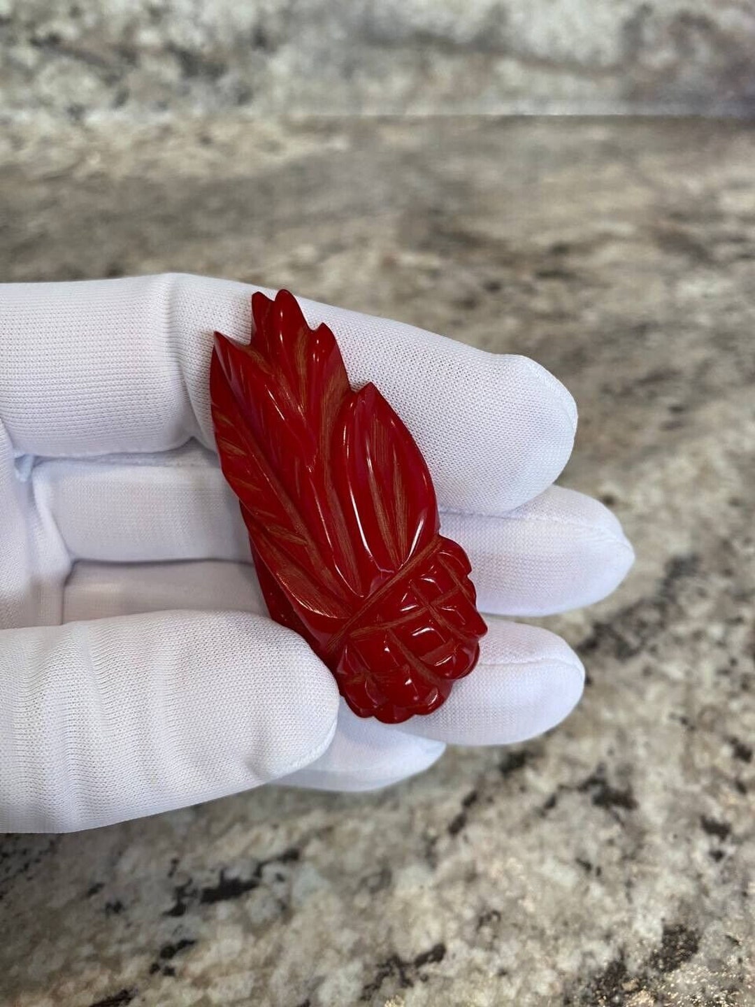 Vintage Large 2 Carved Art Deco Bright Red Bakelite Floral Cut Out ...