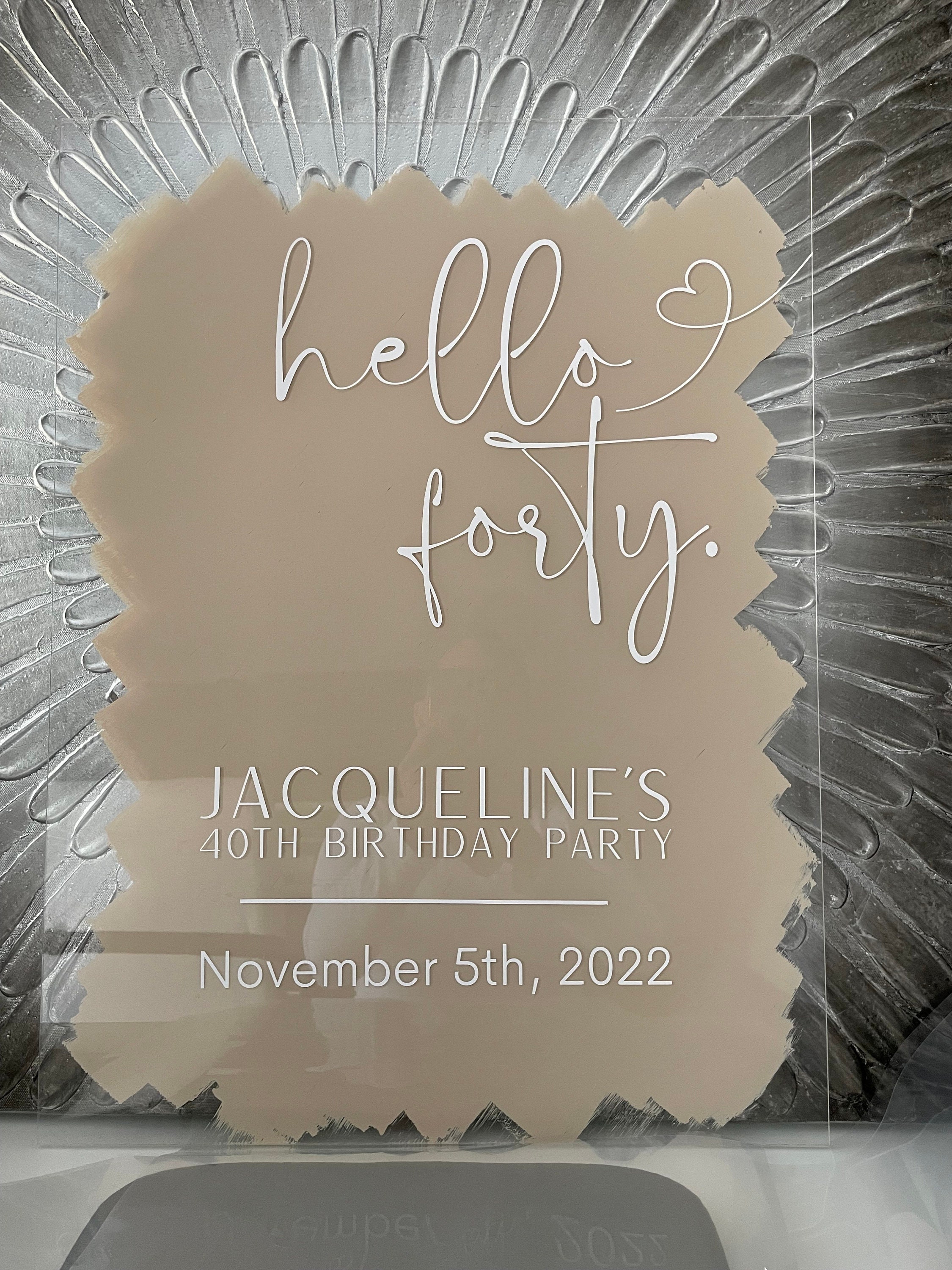 Welcome Hello Forty Acrylic Sign | Birthday Welcome Sign| Custom ...