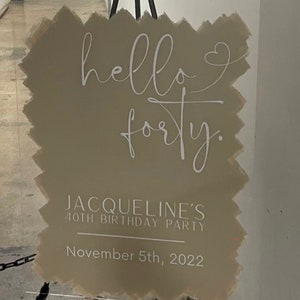 Welcome Hello Forty Acrylic Sign | Birthday Welcome Sign| Custom ...